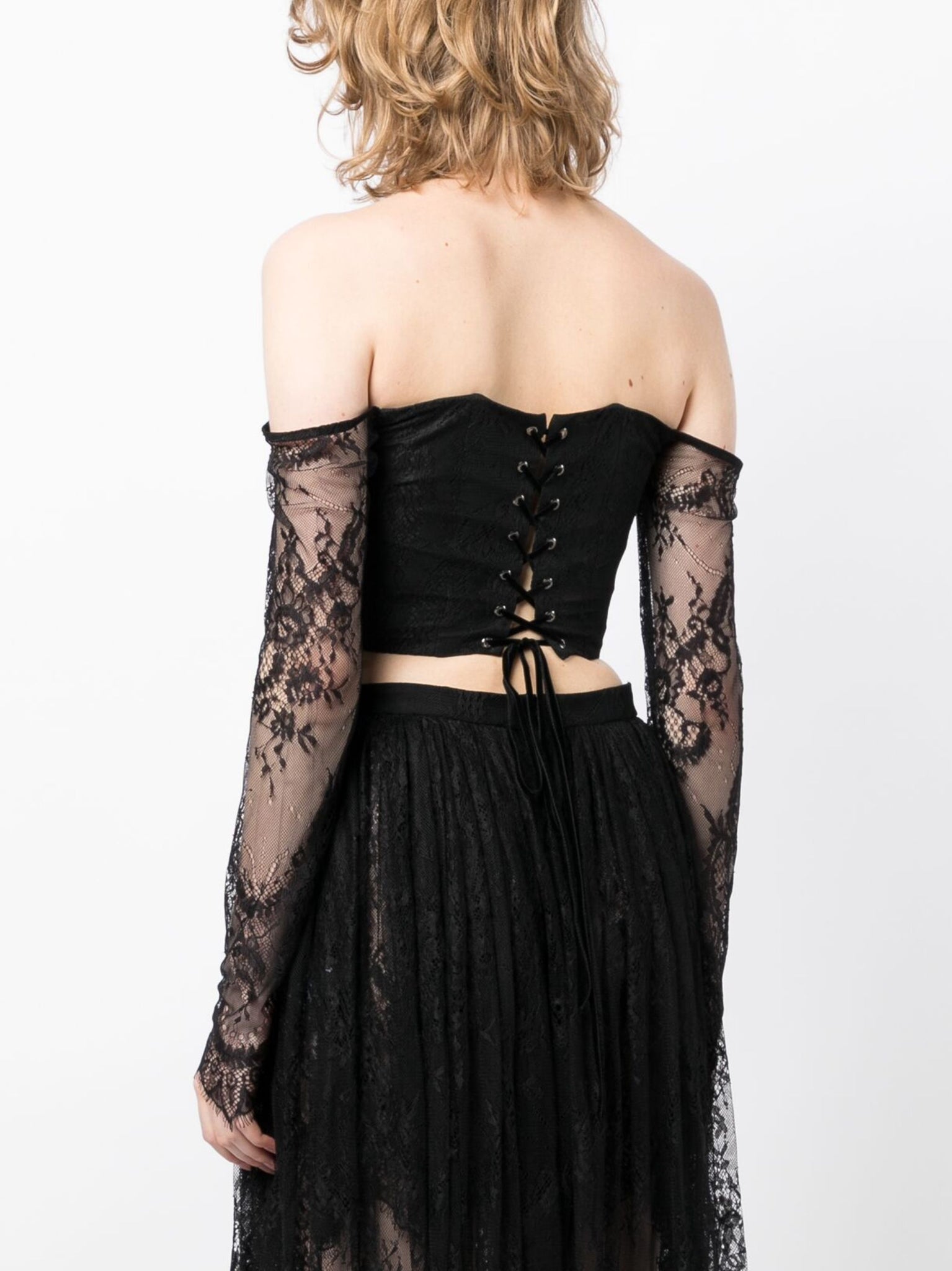 Jealousy Midriff Black Lace Long Sleeve Top by macgraw