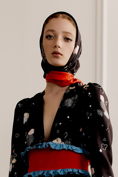 Tabetha Scarf in Black print | macgraw