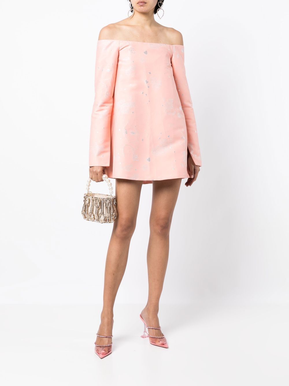 Virtuoso Pink Off Shoulder Mini Dress By Macgraw